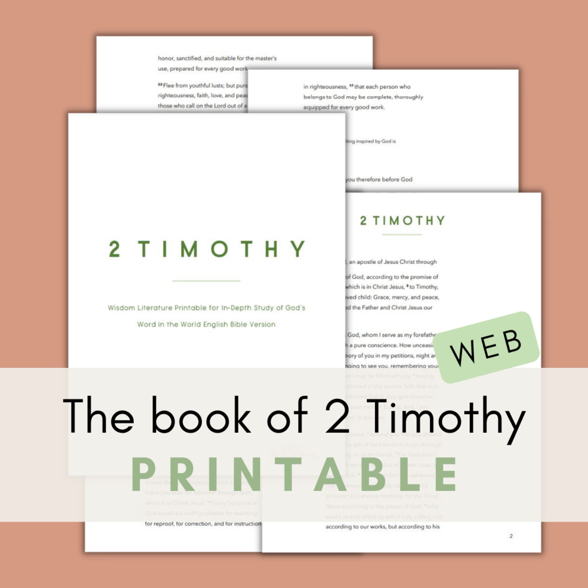 2 Timothy Printable || Bible Reading & Journaling || Scripture Study ...