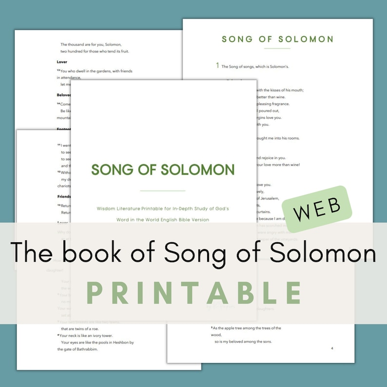 Song of Solomon Printable || Bible Reading & Journaling || Scripture ...