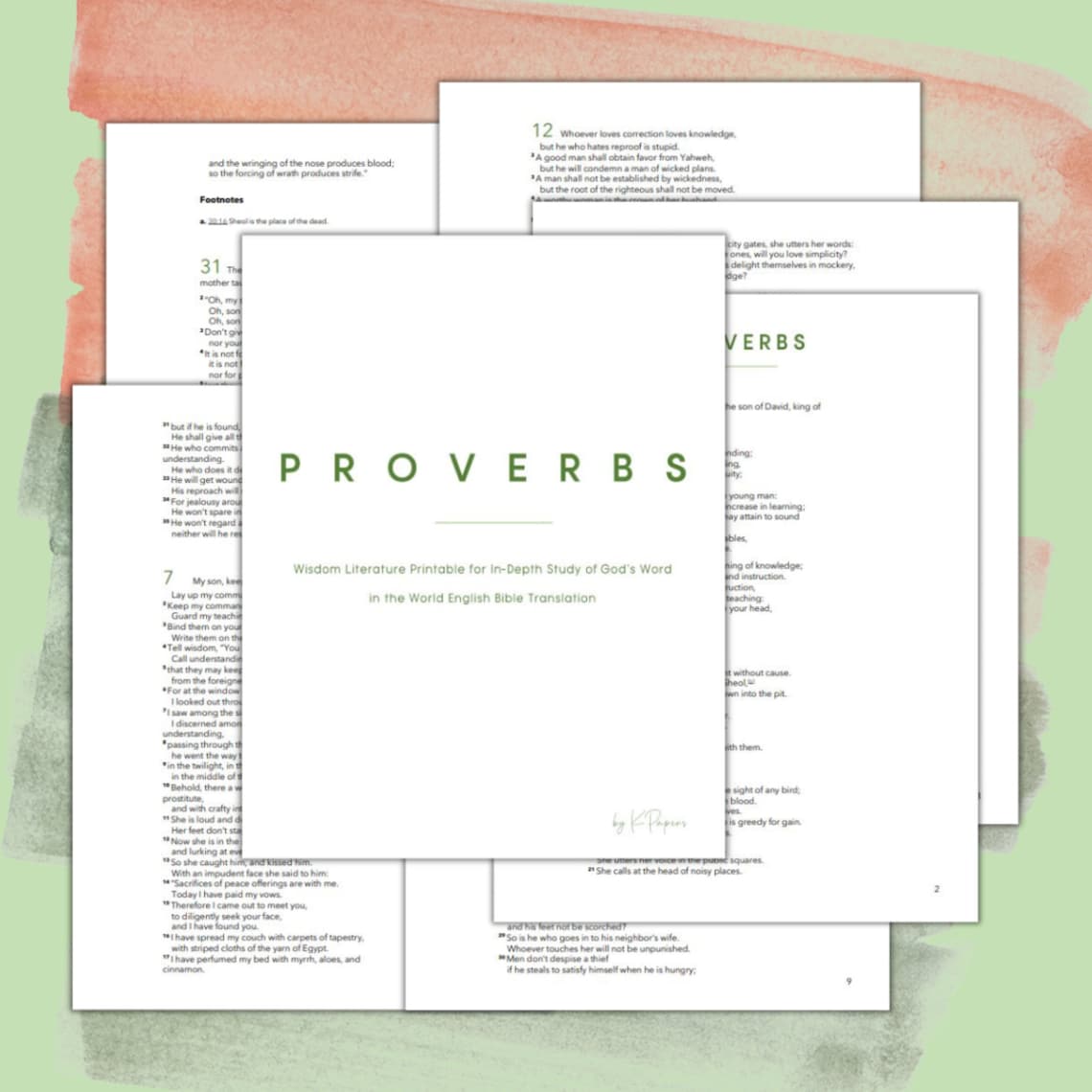 Proverbs Printable || Bible Reading & Journaling || Scripture Study and ...