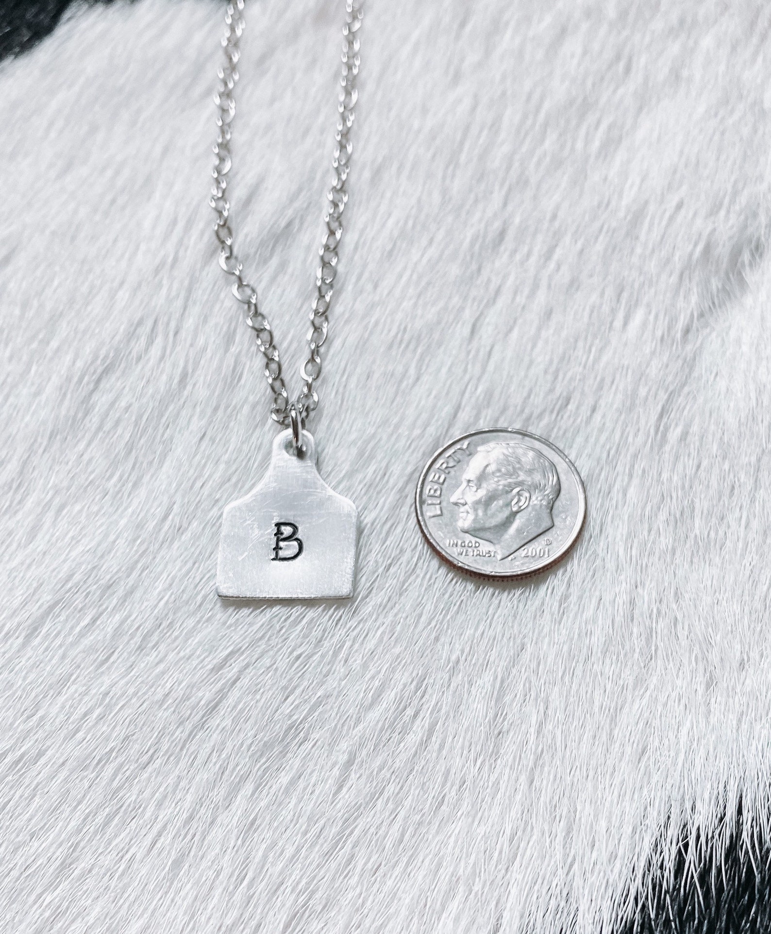 Tiny Turquoise Cattle Tag Initial Necklace Handstamped - Etsy