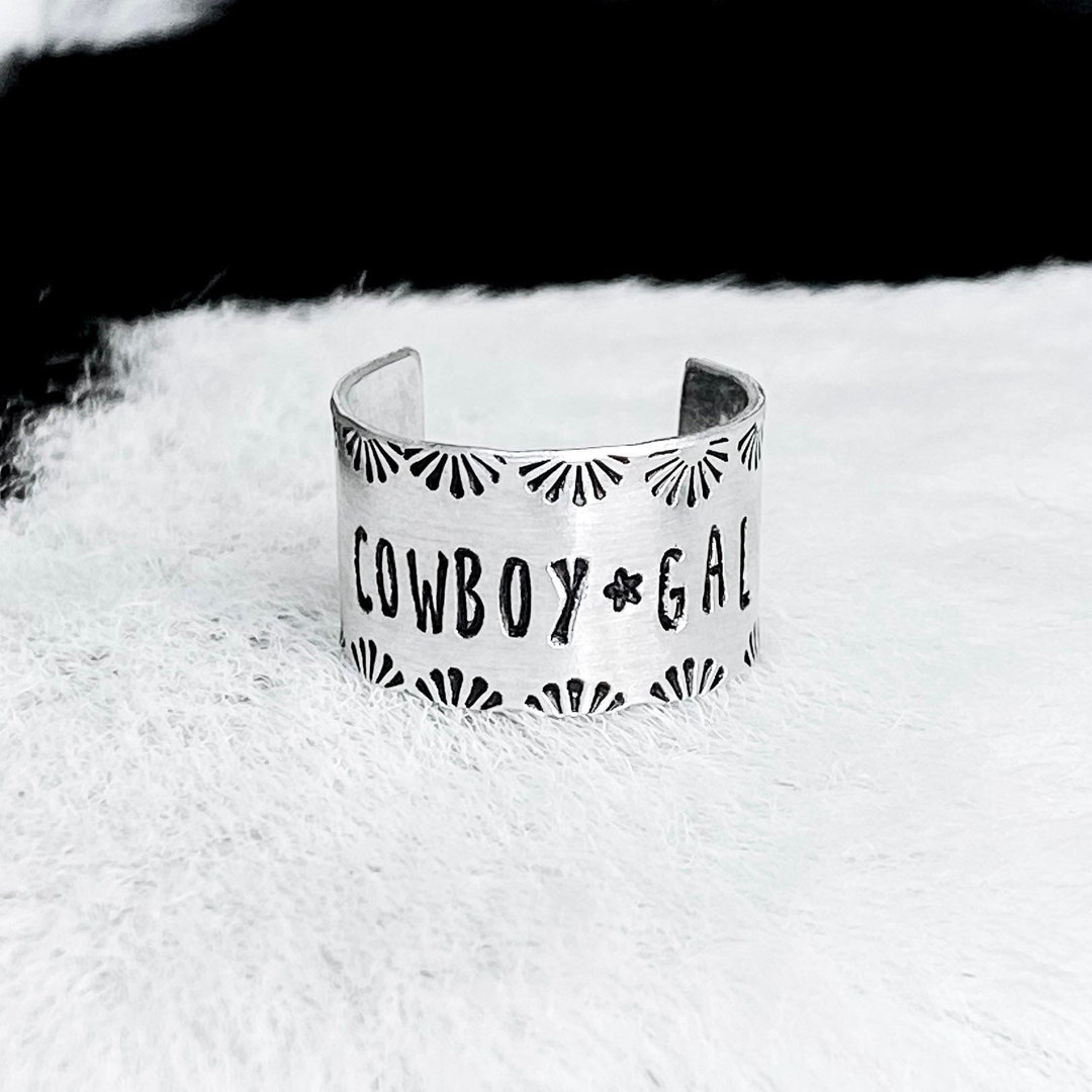 Cowboy Gal Ring - Western Handstamped Metal Ring, Country, Boho ...