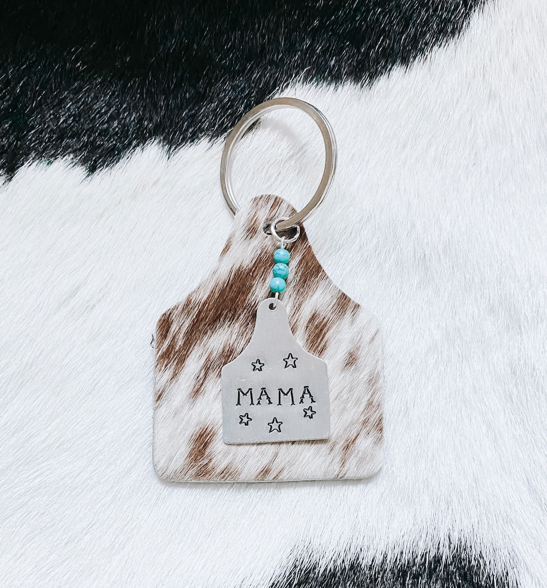 Mama Cowhide Keychain - Cow Tag, Cattle Tag, Western, Rodeo, Cowboy ...