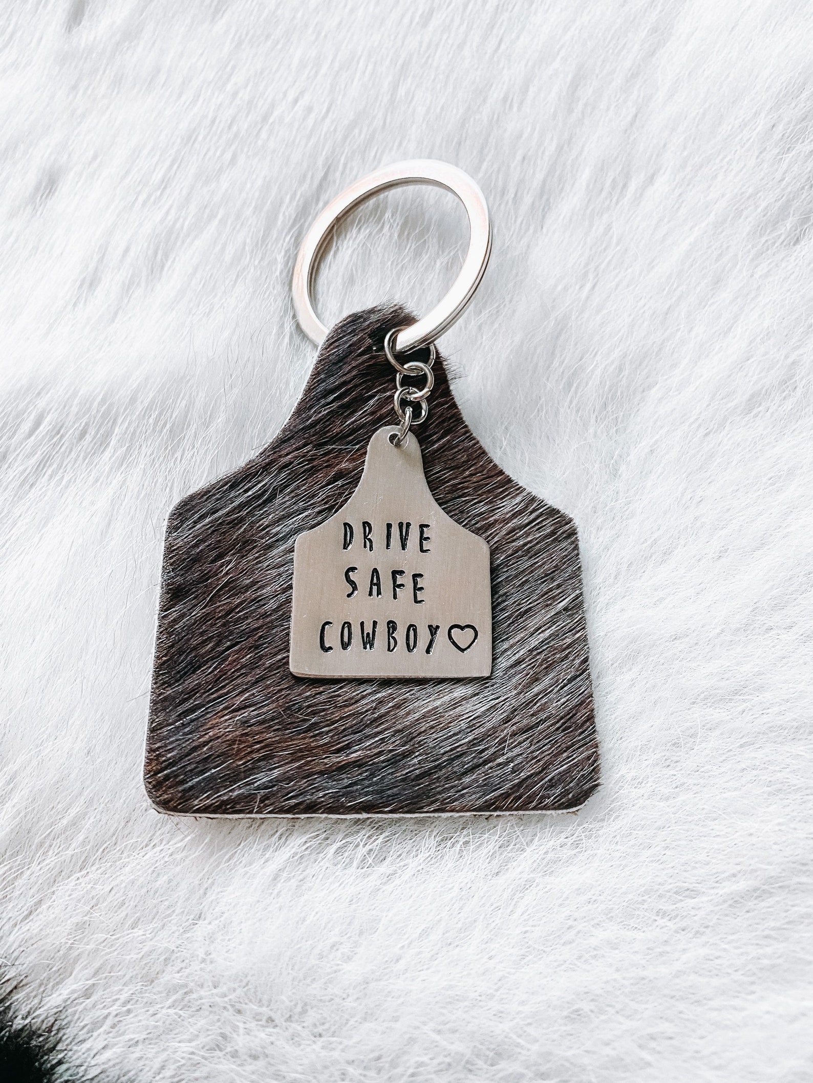 Drive Safe Cowboy Cowhide Keychain Western Rodeo | Etsy