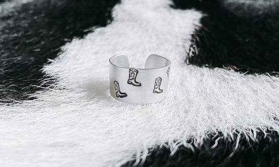 Boot Goofin Ring Western Handstamped Metal Ring Cowgirl - Etsy