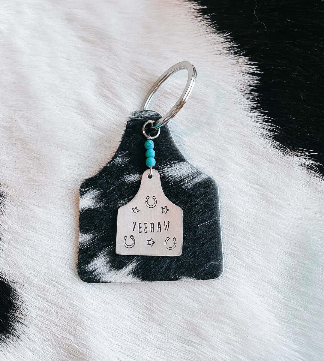 Yeehaw - Cowhide Keychains, Cow Tag, Cattle Tag, Western, Rodeo, Cowboy ...