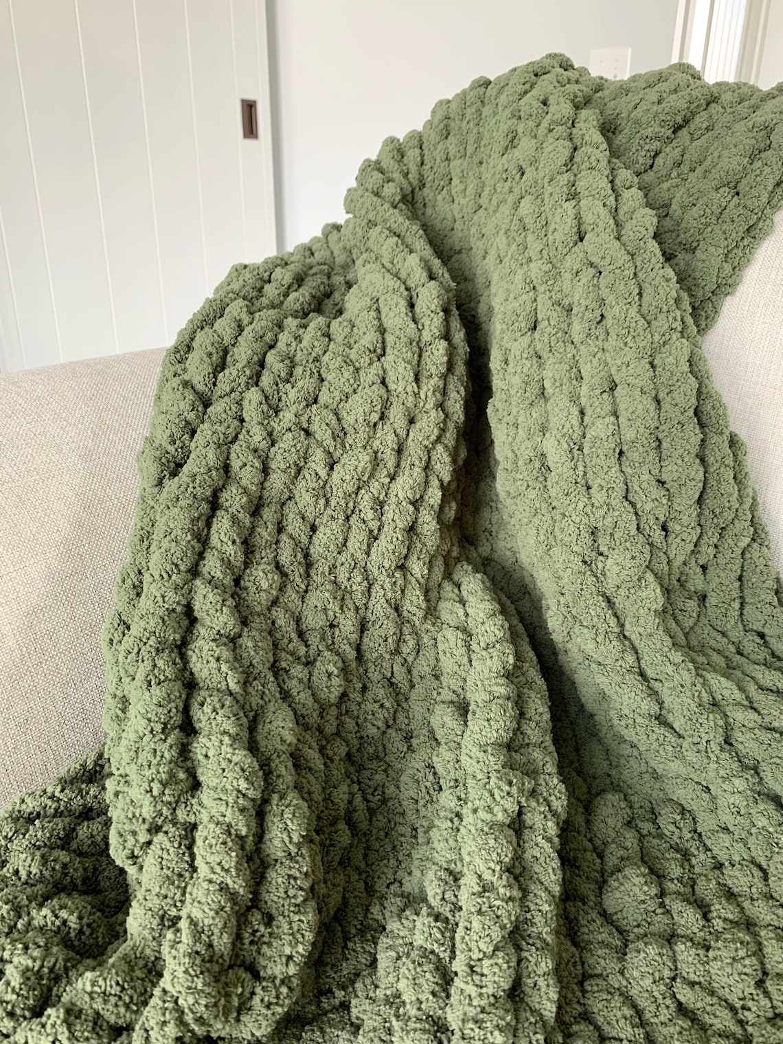 Chunky Hand Knit Blanket - Etsy