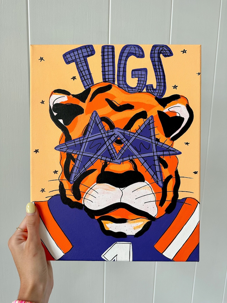 Clemson Tigers Mascot in Glasses Painting L CLEMSON - Etsy