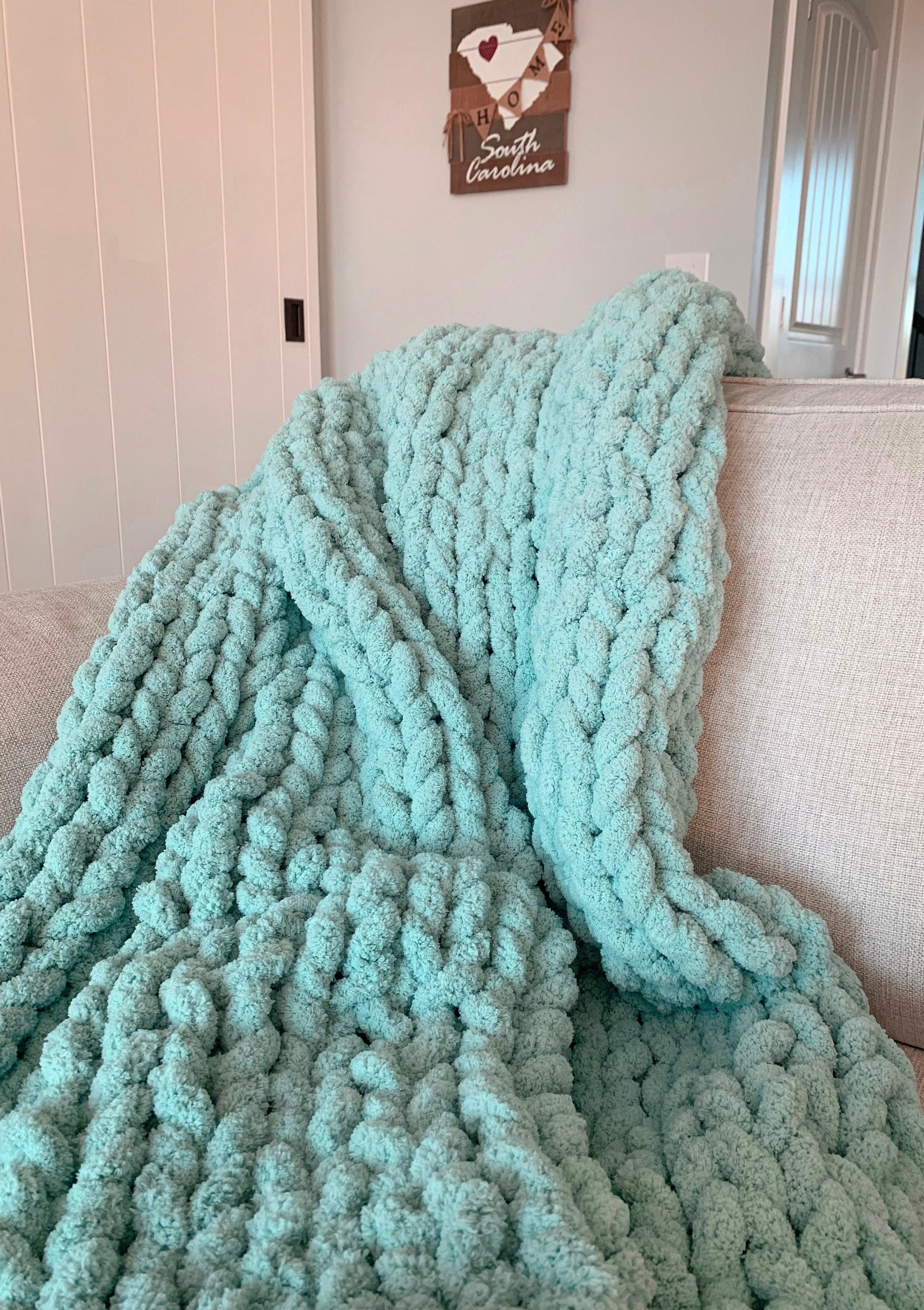 Chunky Hand Knit Blanket - Etsy