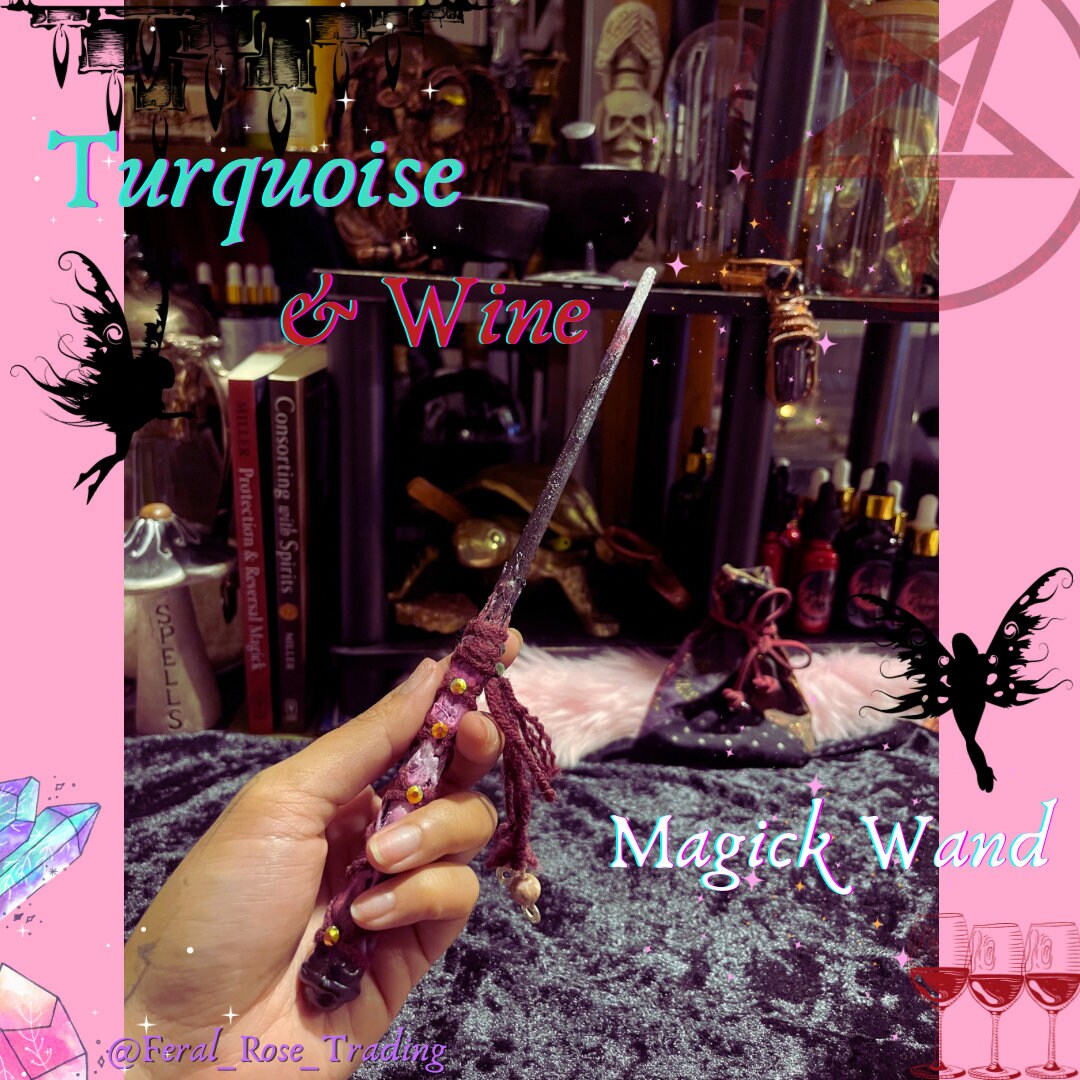 Turquoise & Wine Magick Wand - Etsy