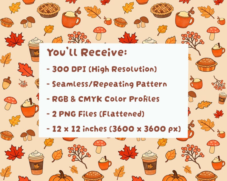 Fall Seamless Pattern Digital Paper, Autumn Pumpkin Background PNG ...