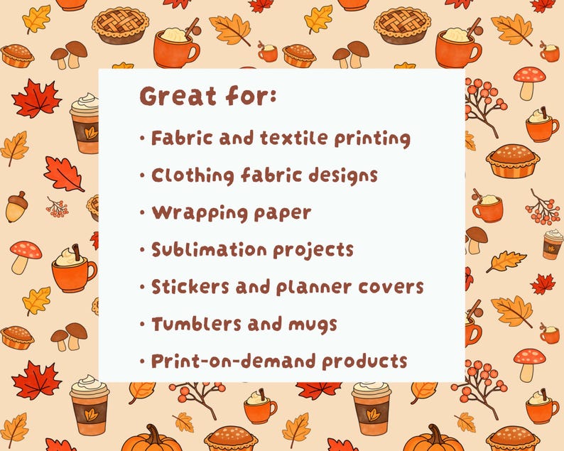 Fall Seamless Pattern Digital Paper, Autumn Pumpkin Background PNG ...