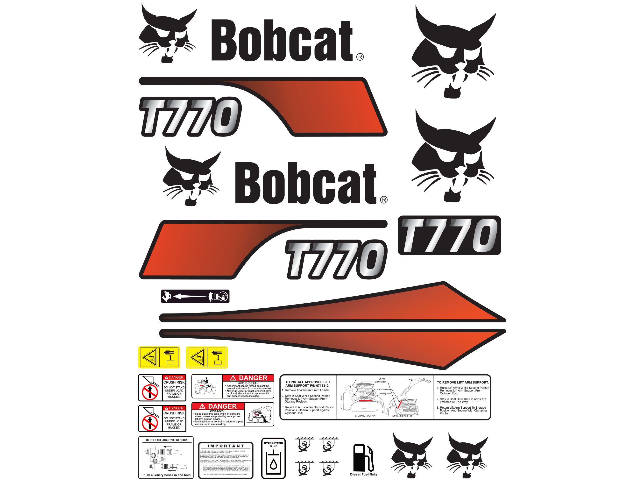 Bobcat T650 Skid Steer Set Vinyl Decal Sticker 3M - Etsy