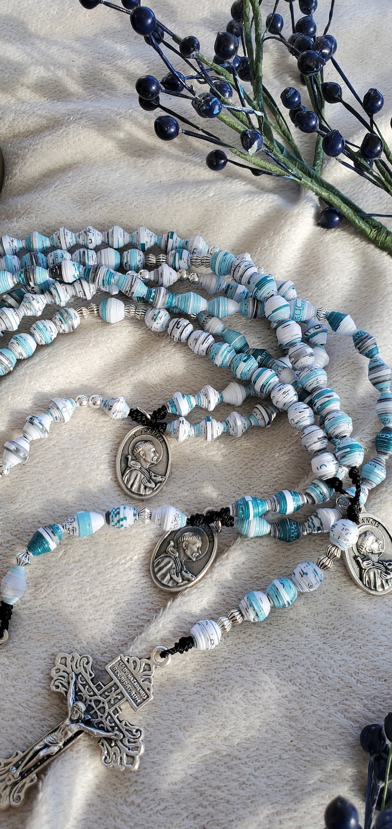 St. Francis of Assisi Rosary Water Resistant Paper Bead Rosary Catholic ...