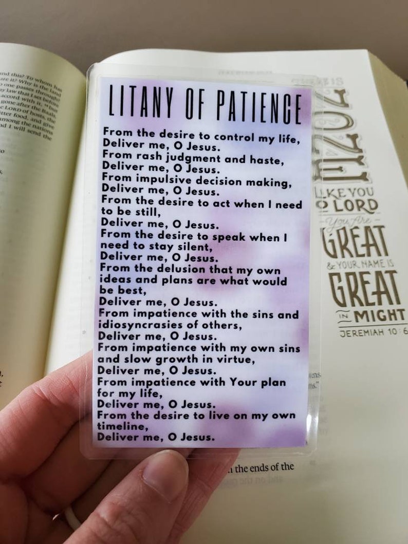 Laminated Prayer Card Litany of Patience - Etsy