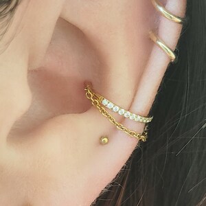 ASTM F136 Gem Hoop With Chain Conch Hoop, Conch Earring, Conch Clicker ...