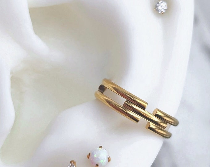 18G Dainty Gold Bee Conch Hoop Earring Minimalist Silver Conch Piercing ...