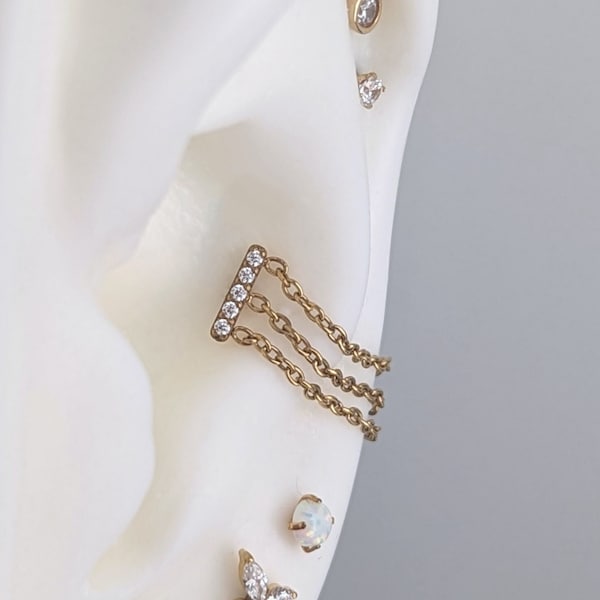 Conch Piercing With Chains - Etsy