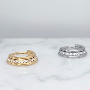 Triple Stacked Conch Hoop, Widening Smooth Gem Smooth, 16 Guage, Gold ...