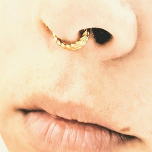 Triple Stacked Conch Hoop Clicker With Twist, Gold Conch Earring, 16 ...