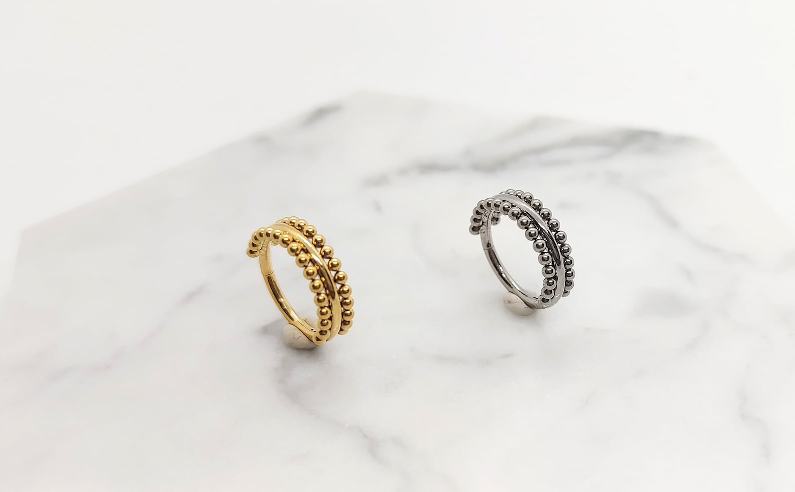 Triple Stack Conch Clicker Double Beads With Smooth G23 - Etsy