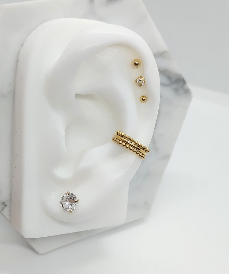 Triple Stack Conch Clicker Double Beads With Smooth G23 - Etsy