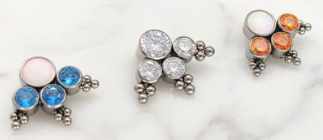 ASTM F136 Conch Labret, Opal Conch Earring, Internally Threaded, 16 ...
