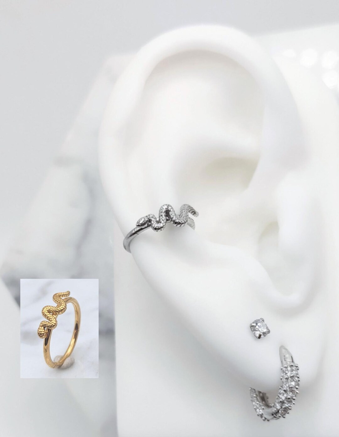 316L Stainless Steel Snake Conch Earring, Conch Clicker, Conch Hoop ...
