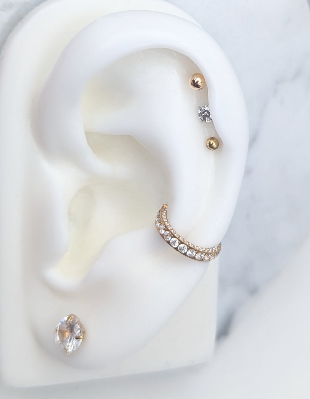 Triple Sided Gem Conch Earring, G23 Titanium Conch Hoop, Conch Clicker ...