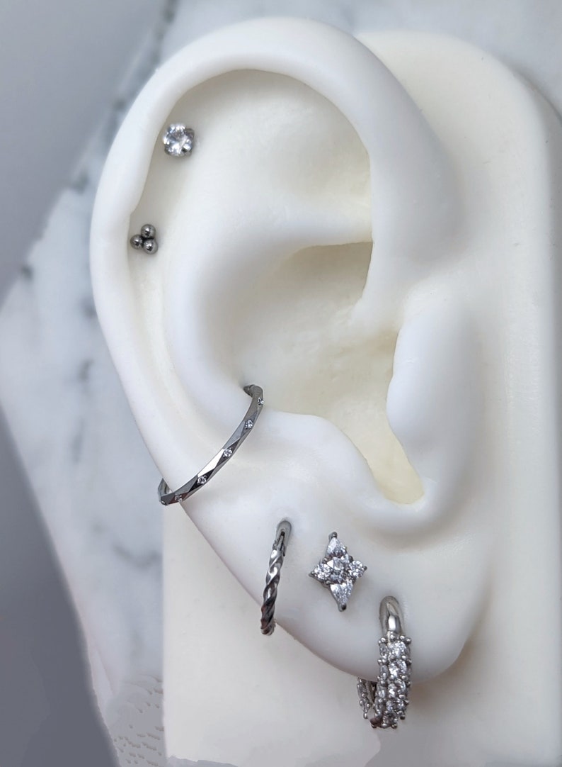 G23 Titanium Conch Hoop, Faceted With Gem Conch Hoop, 10mm 12mm, 16 ...
