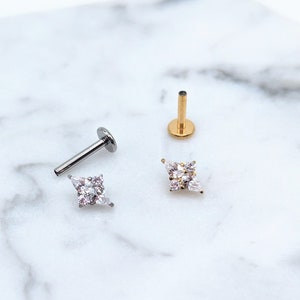 ASTM F136 Pear Star Titanium Conch Earring, Conch Labret, Internally ...