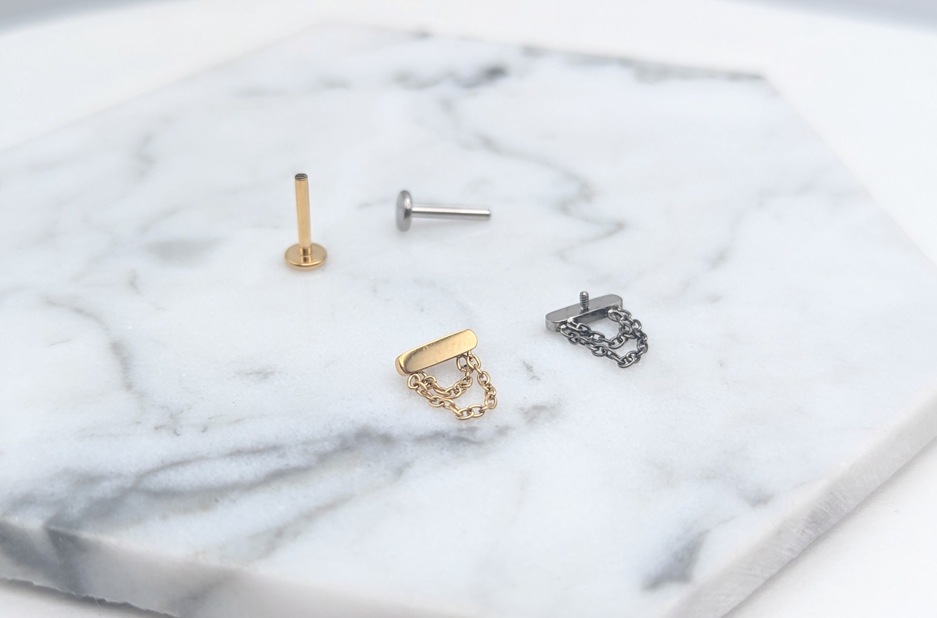 ASTM F136 Smooth Bar With Chain Loops Conch Earring, Conch Labret ...