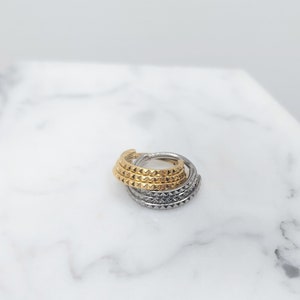G23 Titanium Triple Stacked Pyramid Conch Hoop, 16 Guage, 10mm, Gold ...