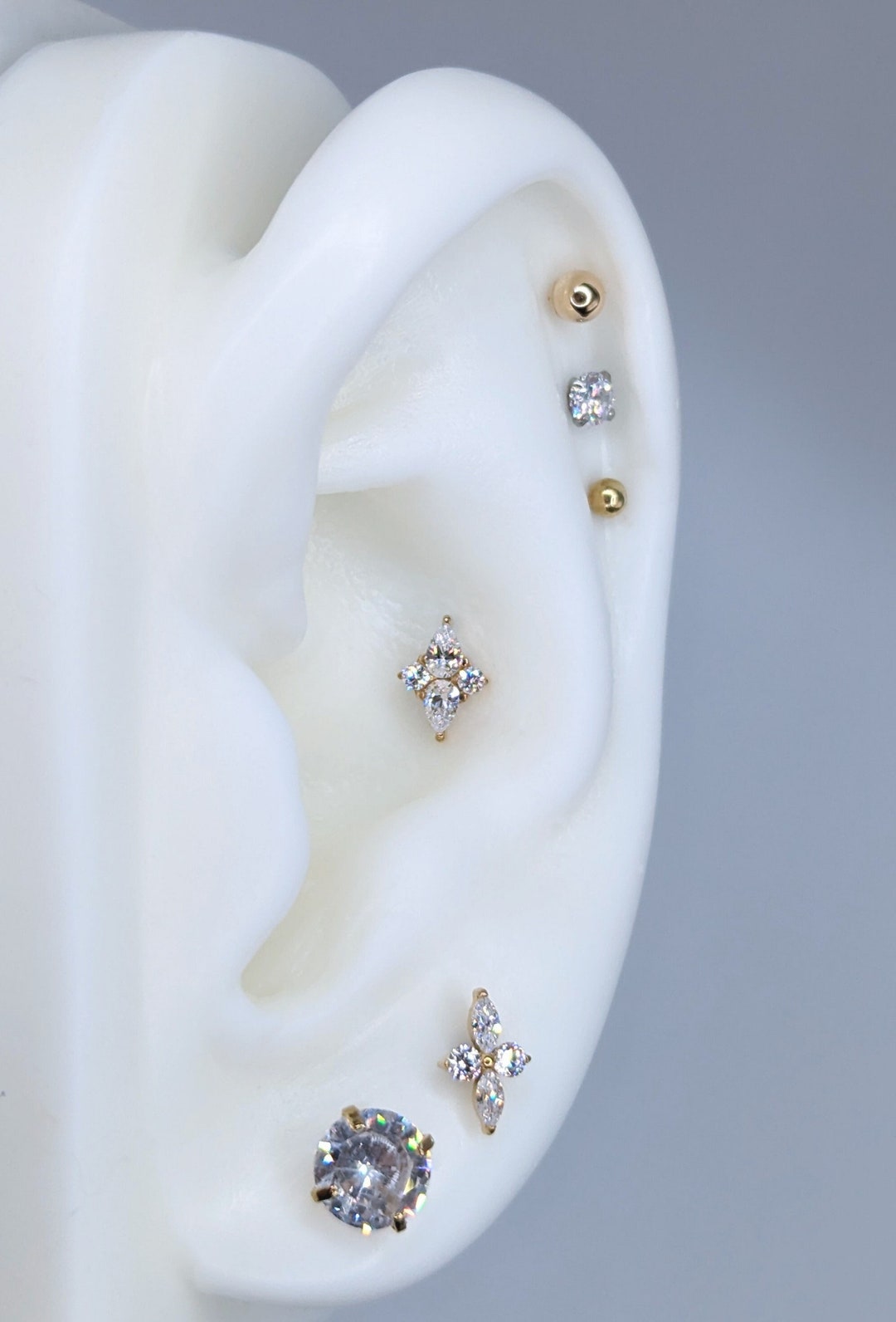 ASTM F136 Pear Star Titanium Conch Earring, Conch Labret, Internally ...