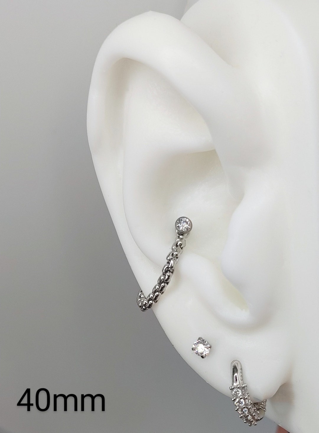 Conch Chain, 2mm Rounded Links Stainless Steel Conch Ear Jacket, Conch ...