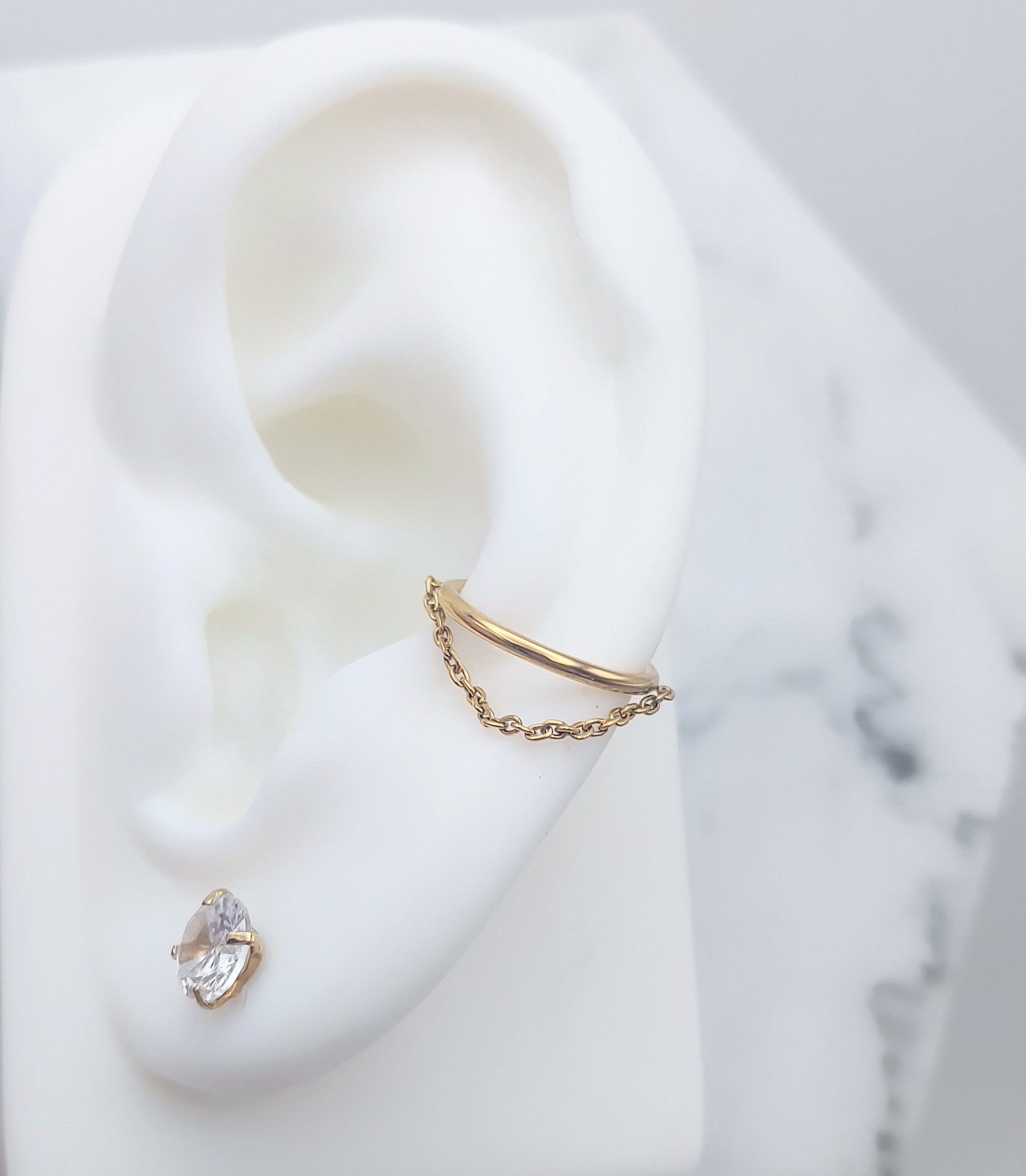 ASTM F136 Hoop With Chain Conch Hoop Conch Earring Conch - Etsy