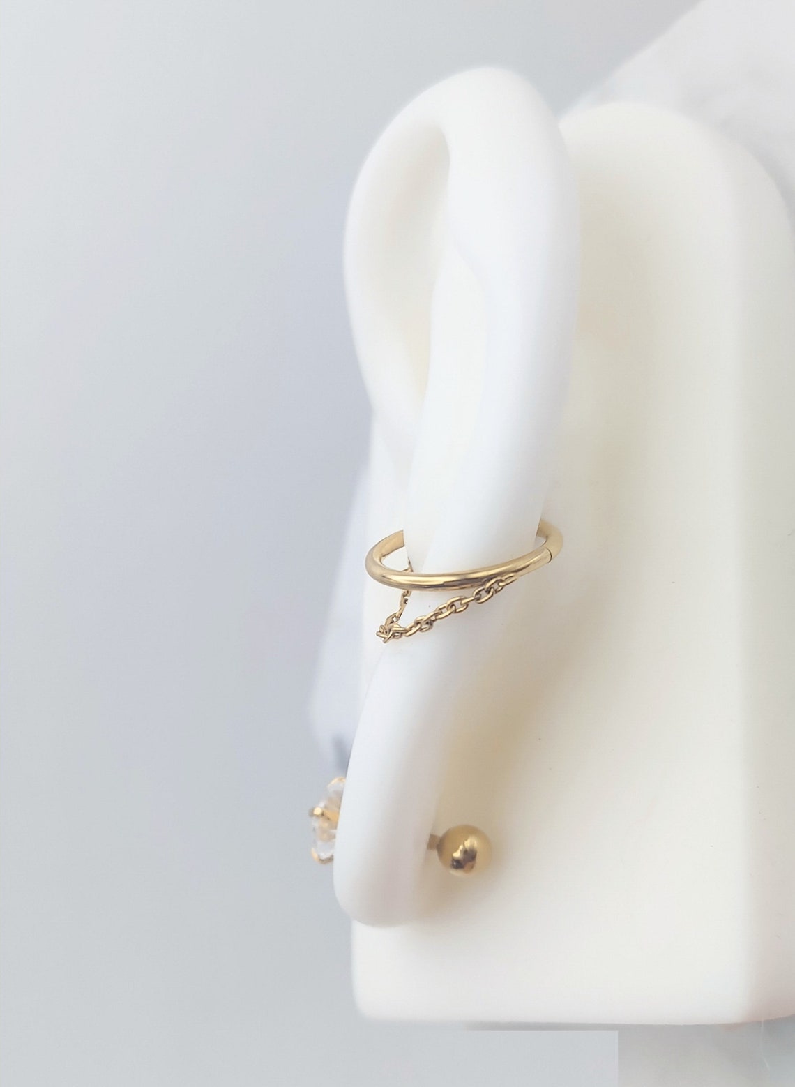 ASTM F136 Hoop With Chain Conch Hoop Conch Earring Conch - Etsy