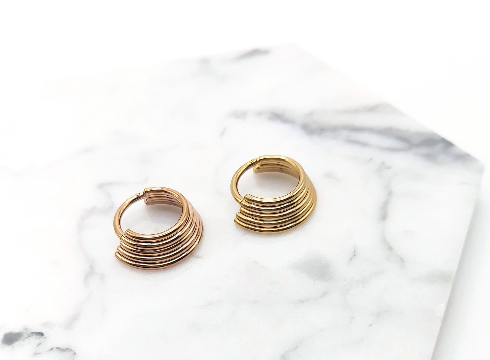 316 L Stainless Steel Conch Hoop, Five Stacked Conch Hoops, Gold Conch ...