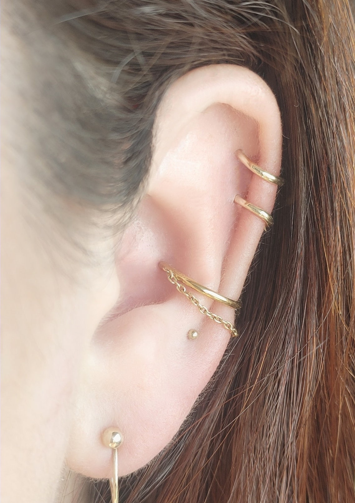 ASTM F136 Hoop With Chain Conch Hoop Conch Earring Conch - Etsy