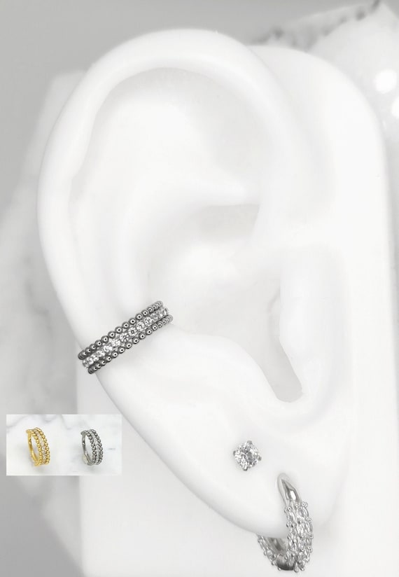 Triple Stacked Conch Earring ASTM F136 Titanium conch hoop - Etsy België