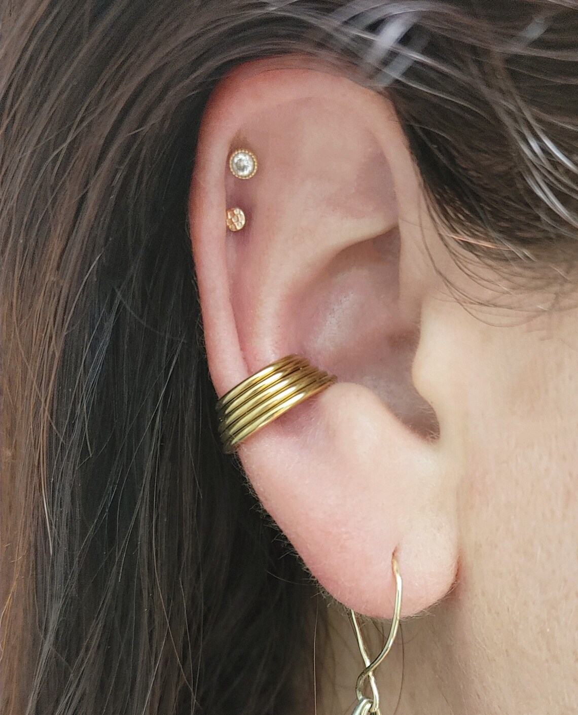 316 L Stainless Steel Conch Hoop, Five Stacked Conch Hoops, Gold Conch ...