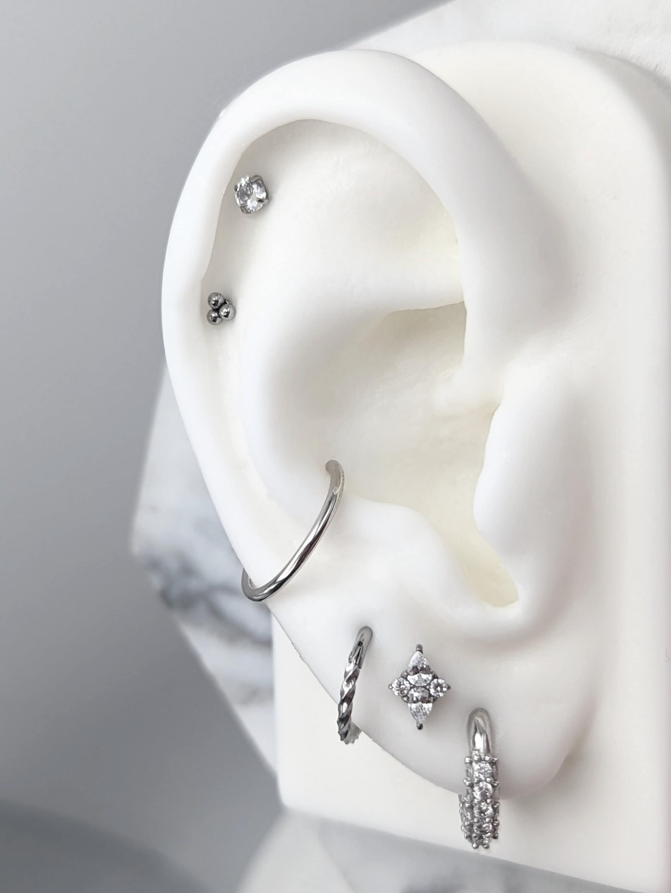 14k White Gold Basic Smooth Conch Hoop, 10mm Hoop, 12mm Hoop, 16 Guage ...