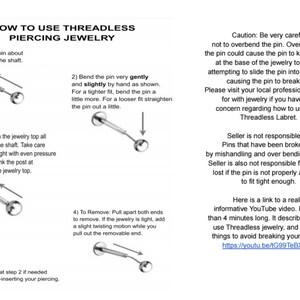 14k Yellow Gold Conch Labret Top, Threadless Titanium Post, Solid Gold ...