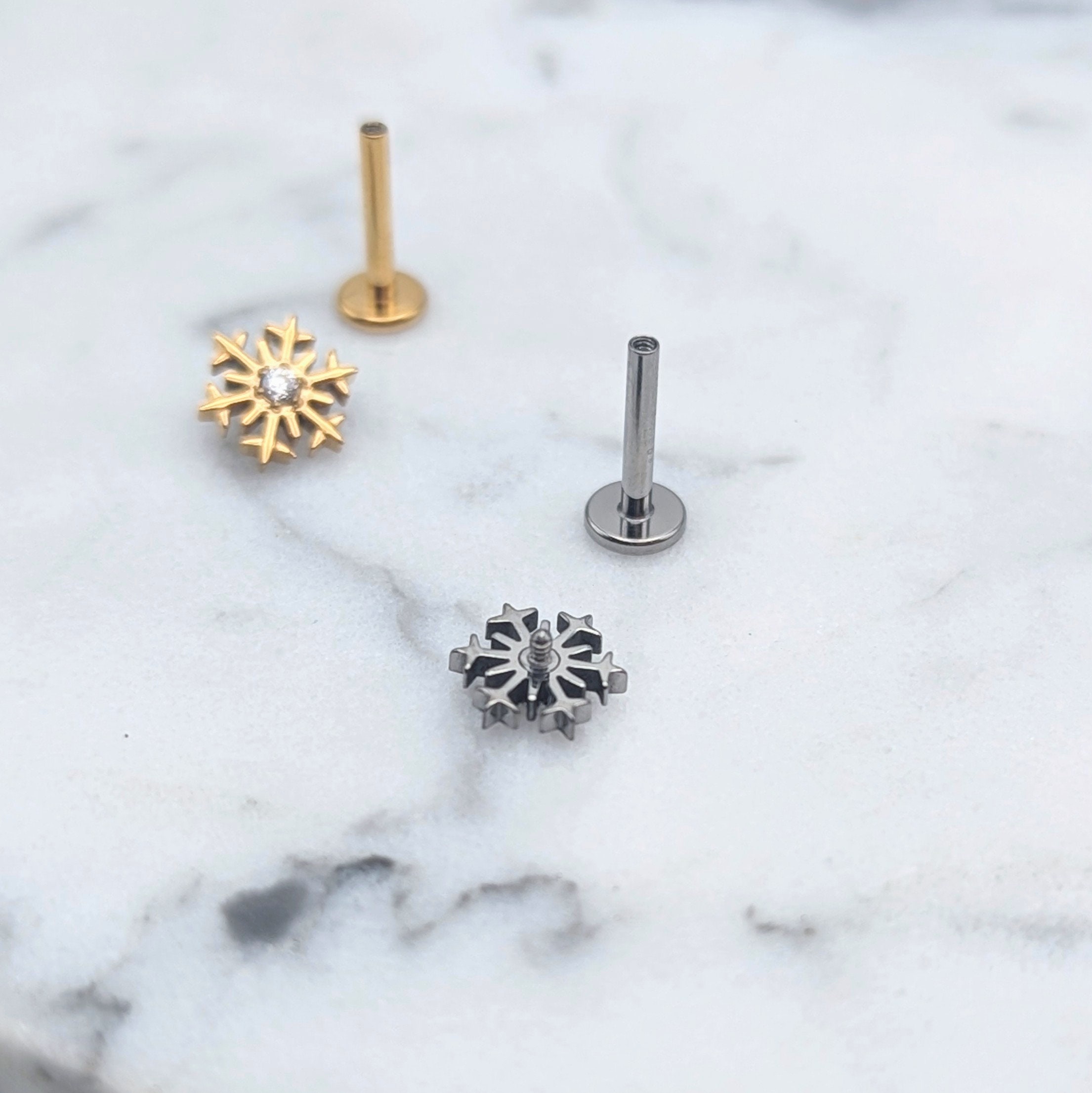 ASTM F136 Titanium Snowflake Conch Earring, Conch Labret, Internally ...