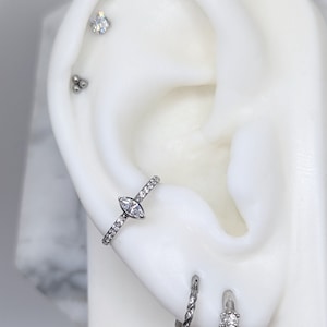 G23 Titanium Conch Earring, Solitaire Marquise Gem, Gold Conch Hoop ...