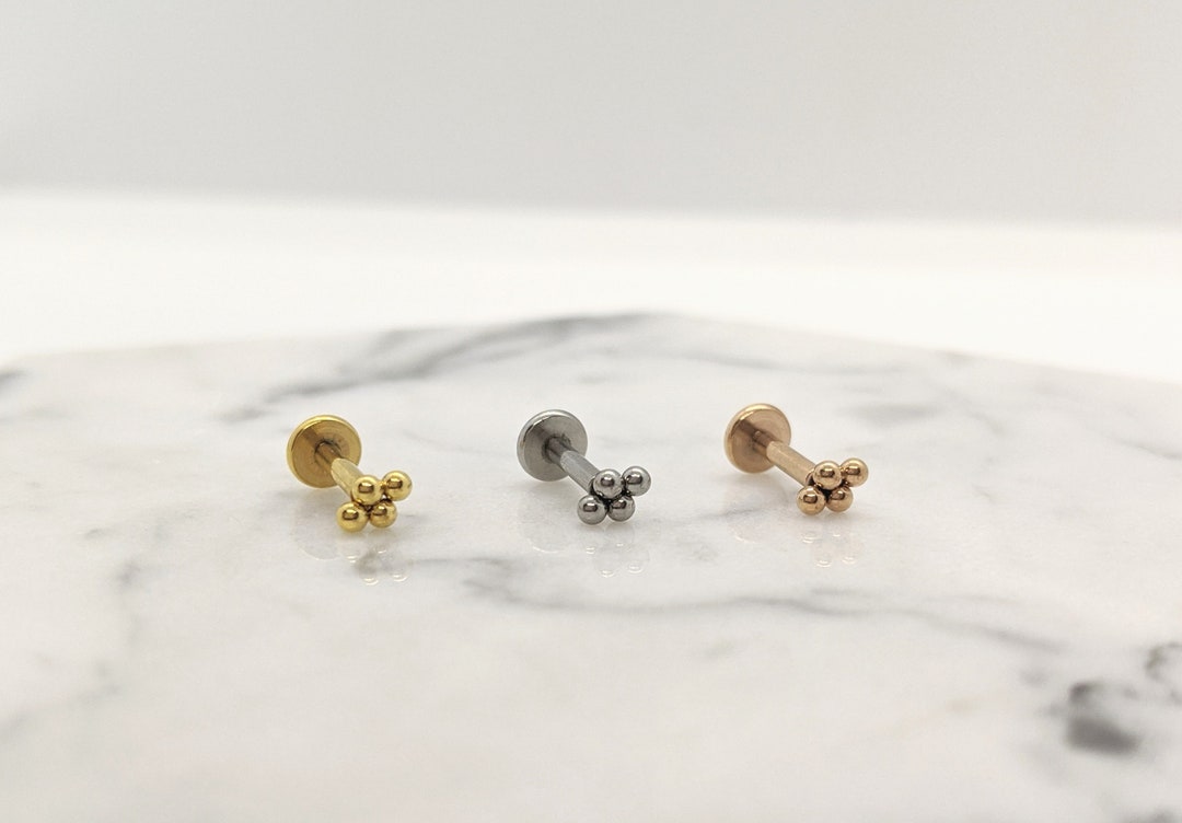 Quad Bead Labret, 316L Stainless Steel, 16 Guage, Internally Threaded ...