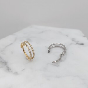 Double Gem Parallel Split Double Conch Hoop, G23 Titanium Conch Earring ...