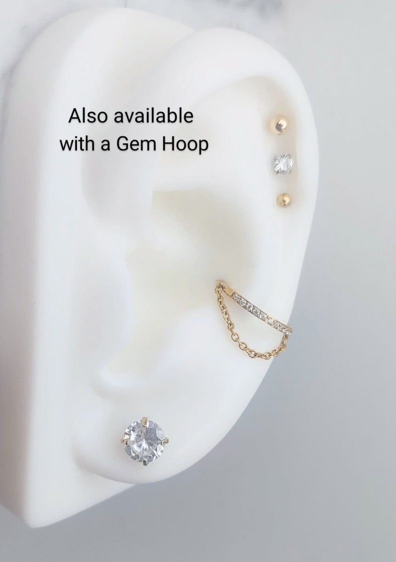 ASTM F136 Hoop With Chain Conch Hoop Conch Earring Conch - Etsy