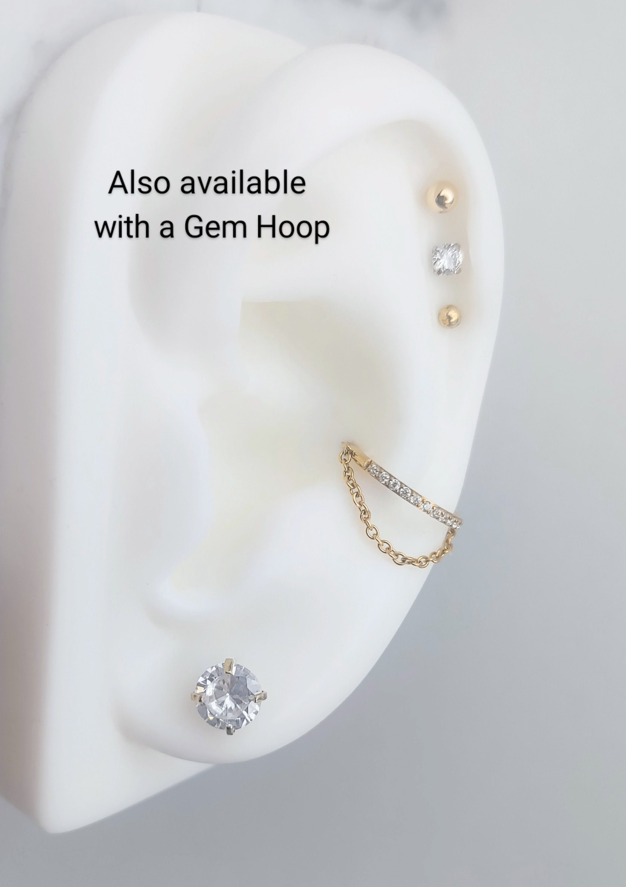 ASTM F136 Hoop With Chain Conch Hoop Conch Earring Conch - Etsy