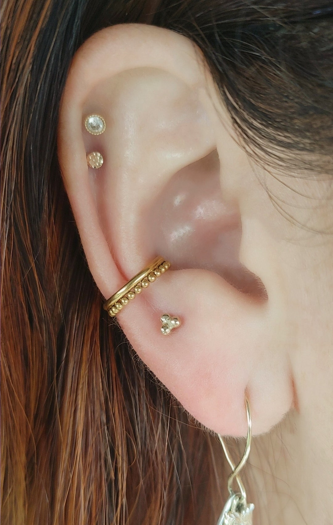 Double Hoop, G23 Titanium Conch Clicker Hoop, 10mm, 12mm Conch Hoop ...