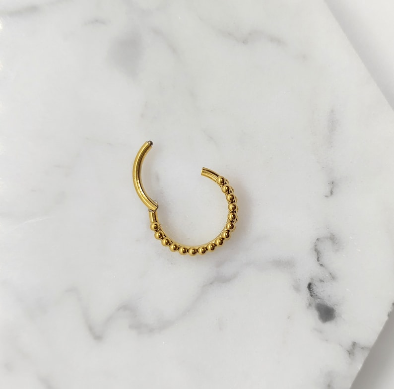 Triple Stack Conch Clicker Double Beads With Smooth G23 - Etsy